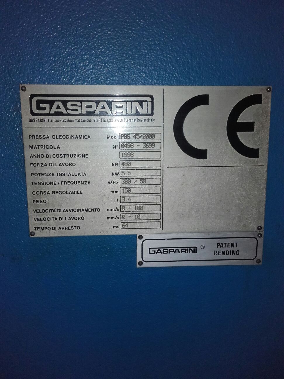 Pressa Piegatrice Gasparini PBS 045 2000 x 45 ton | SIDICOM GROUP S.R.L.